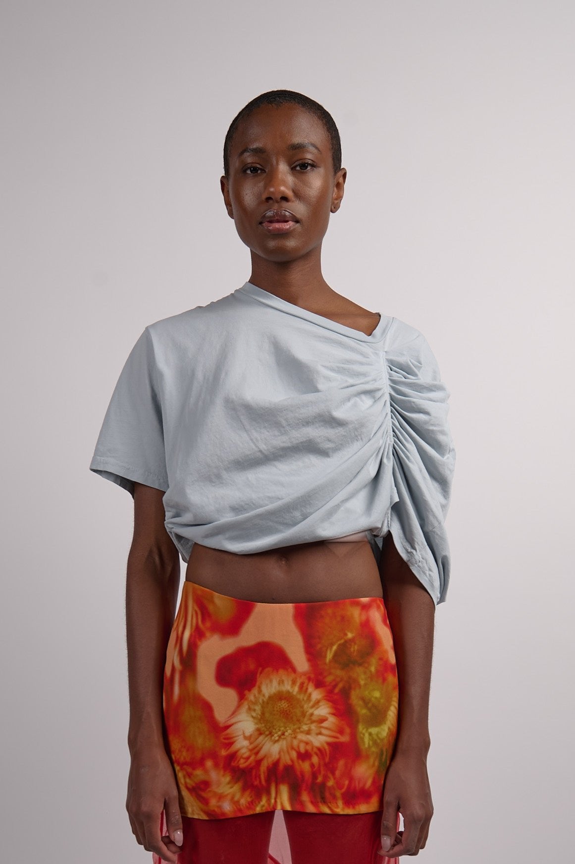 Eva Draped Tee - Dusty Blue