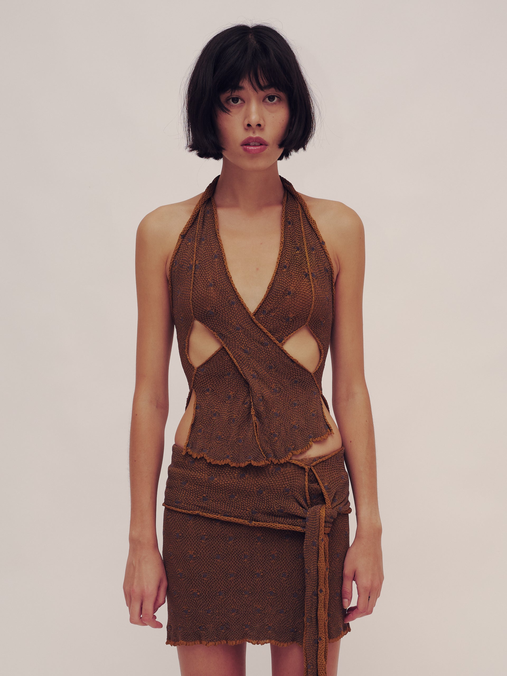 Dot Cable Tank - Mustard/Blue